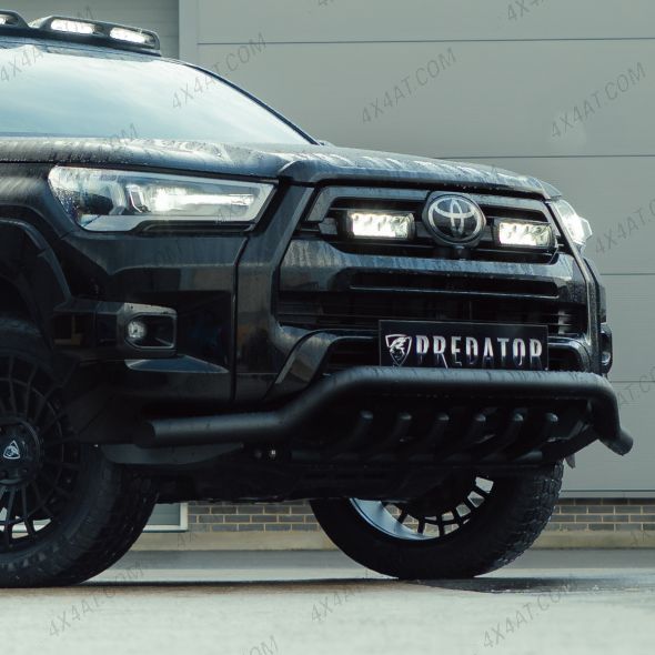 Toyota Hilux 2021- Black Powder Coated Spoiler Bar with Axle Bars | 4x4AT